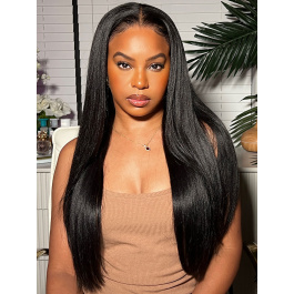 Invisible Drawstring Fitted Glueless 360 HD Lace Wig Yaki Straight
